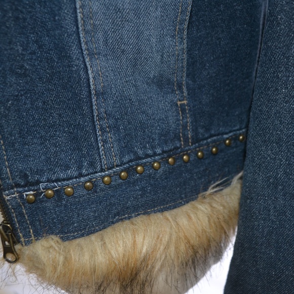 giacca | Jackets & Coats | Giacca Faux Fur Denim Studded Jacket | Poshmark